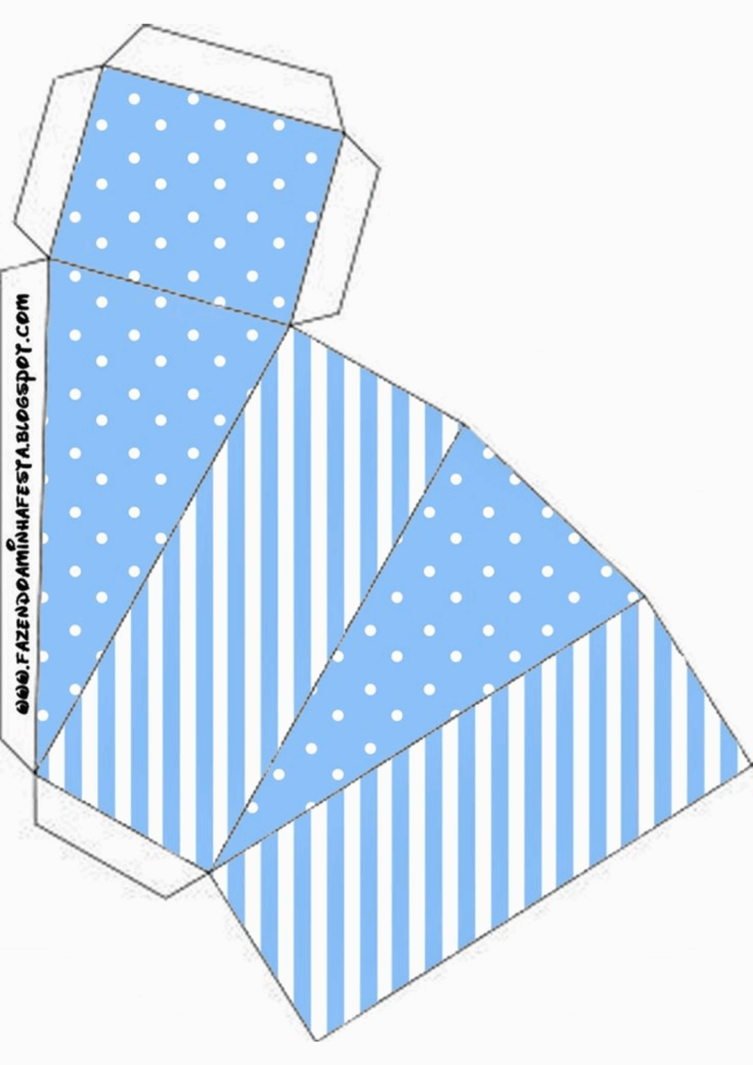 10 caixa piramide azul para imprimir: Moldes grátis